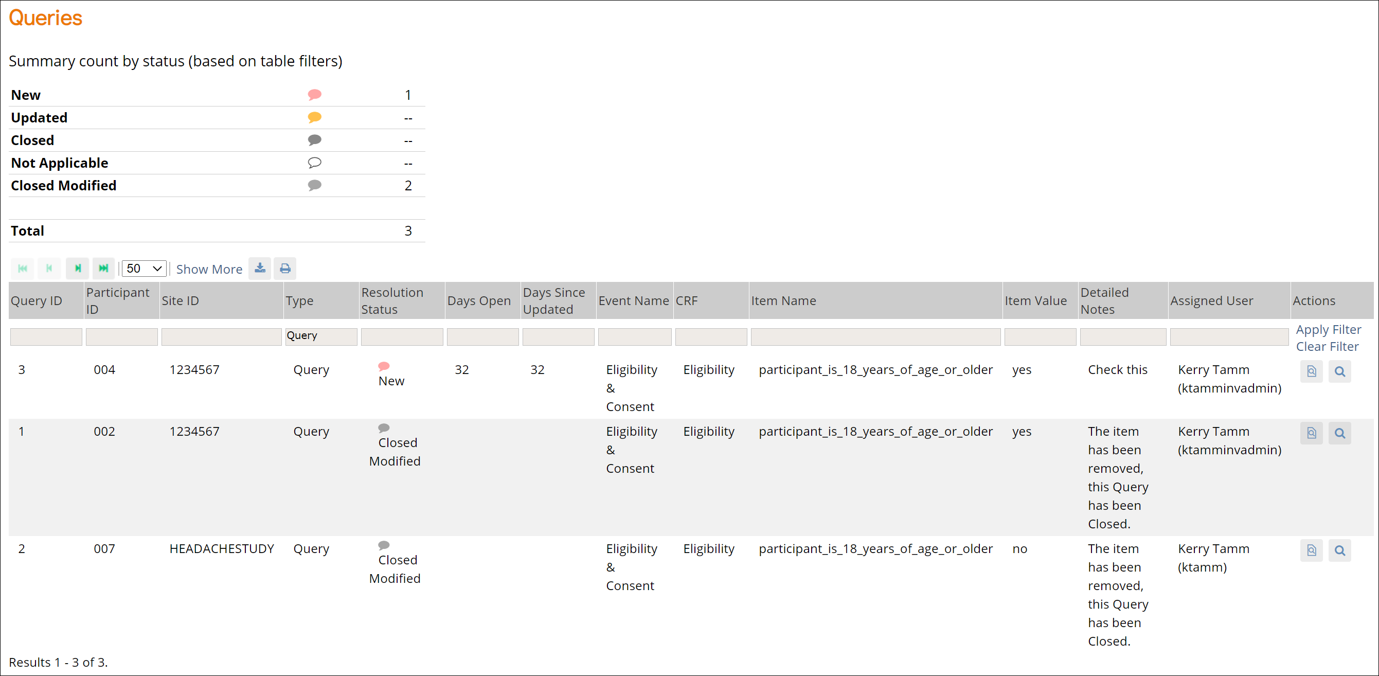 Frequently Used Screens - OpenClinica Reference Guide