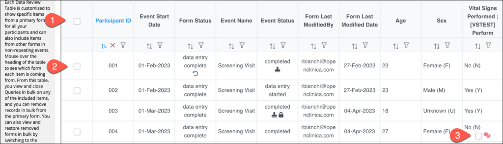 Data Review Tables - OpenClinica Reference Guide